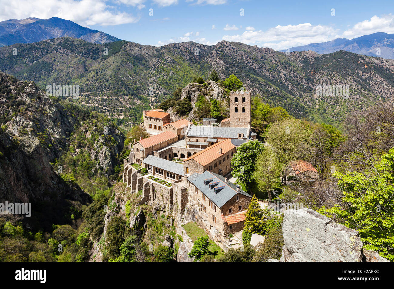 France, Pyrenees Orientales, Casteil, Saint Martin du Canigou abbey ...