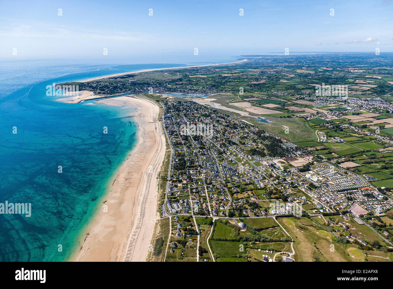 France, Manche, Cotentin, Barneville Carteret, Barneville Plage (aerial ...