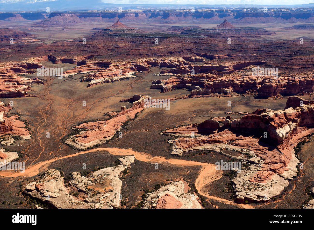 United States, Utah, Canyonland National Park, the Maze (aerial view ...