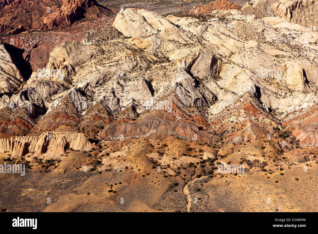 United States, Utah, Capitol Reef National Park, rock piles made of ...