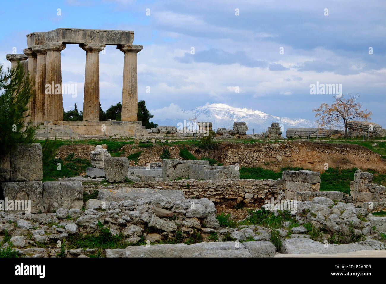 Greece, Peloponnese, Corinth, Corinth site one of the most important ...