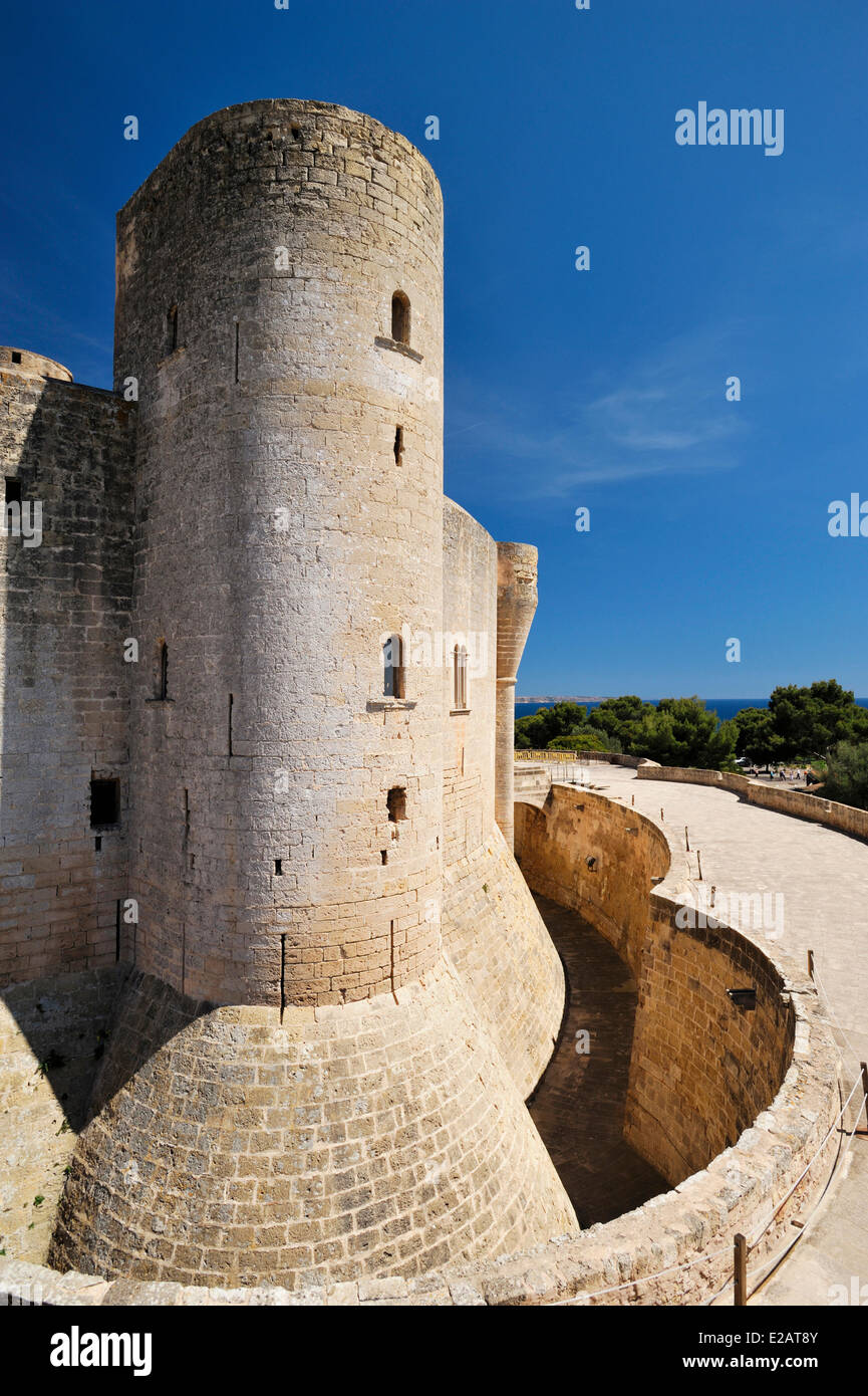 Spain, Balearic Islands, Mallorca, Palma, Bellver Castle, watchtower ...