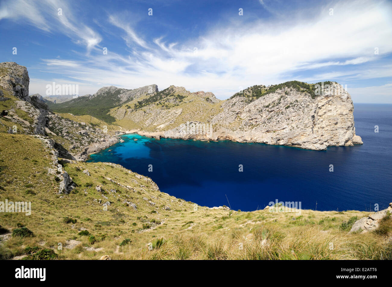 Spain, Balearic Islands, Mallorca, Formentor peninsula, Cala Figuera ...