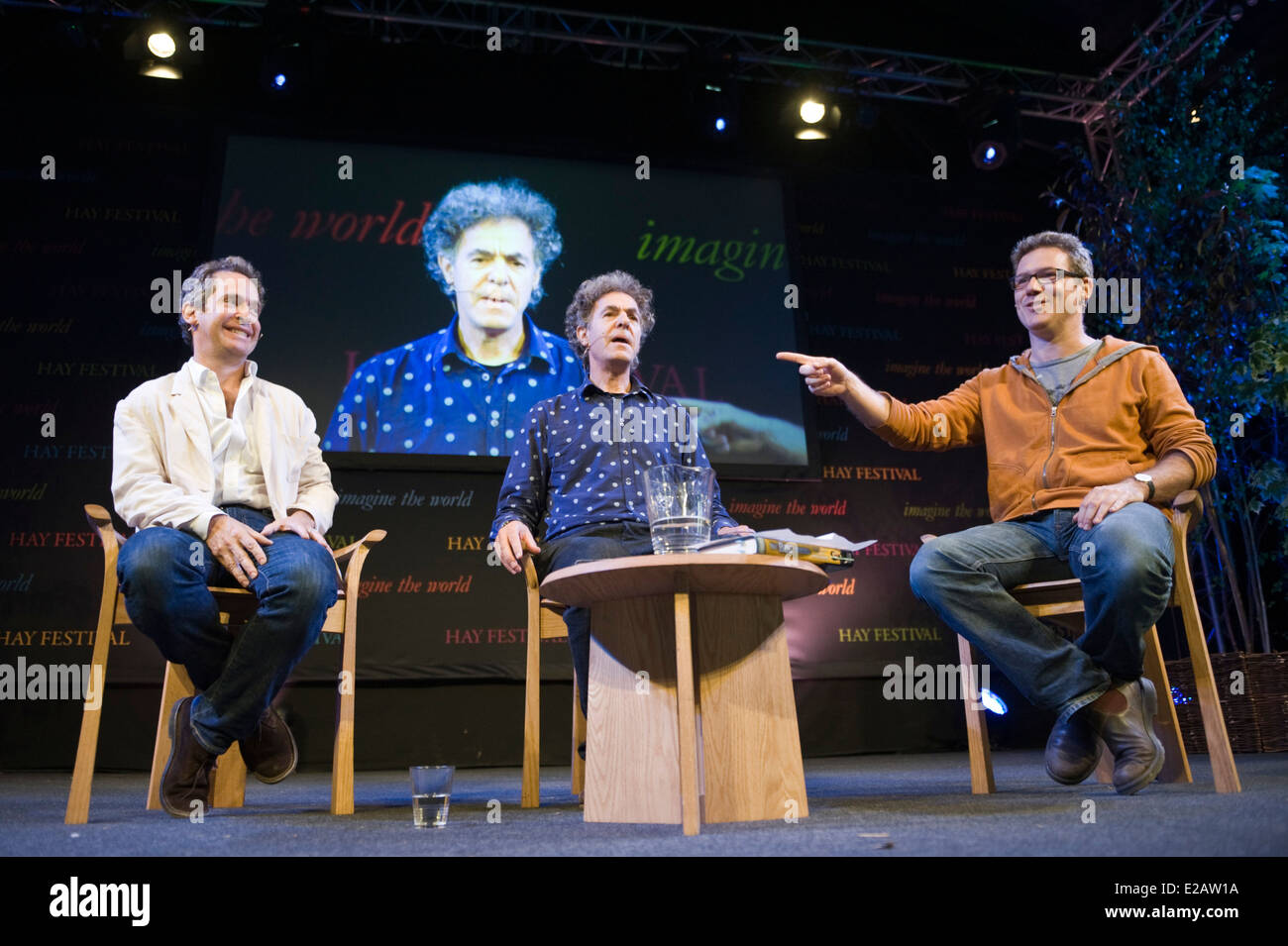 BBC TV sitcom Rev discussed on stage at Hay Festival 2014 (l-r) Tom ...