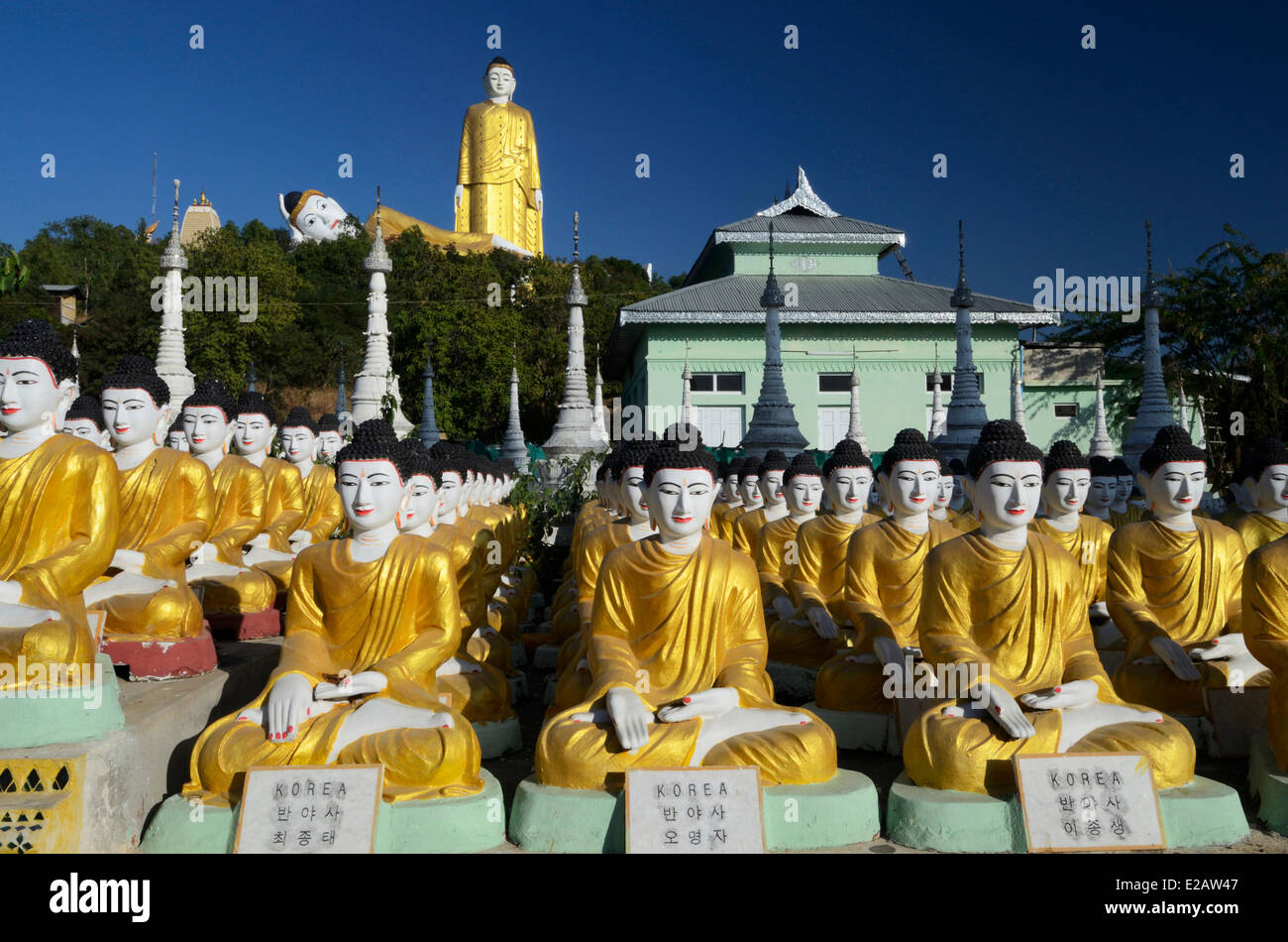Myanmar (Burma), Sagaing Division, Monywa, Bodhi Tataung, standing ...