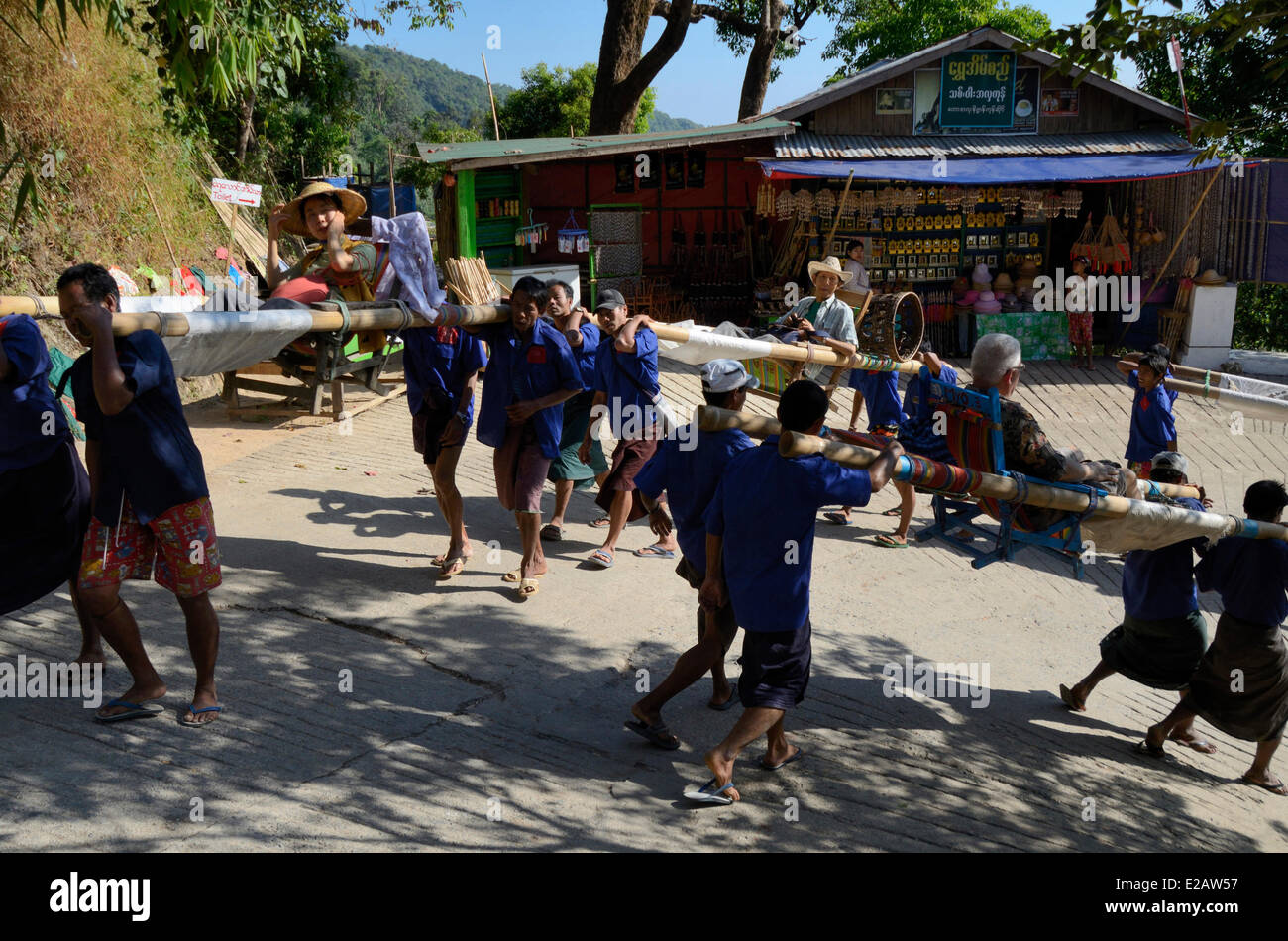 Myanmar (Burma), Mon State, Kyaik Hti Yo, the Golden Rock, third holy ...