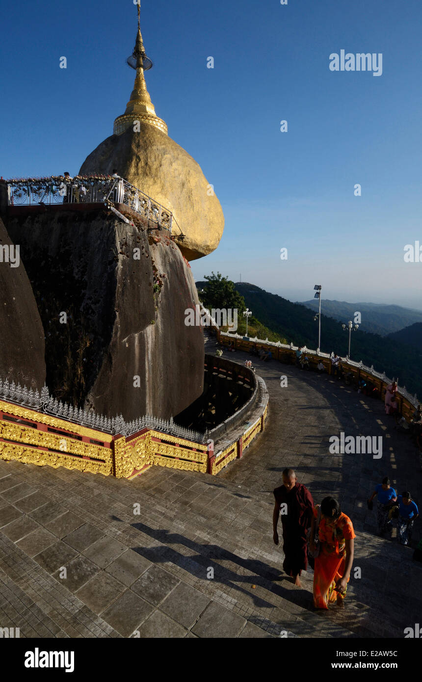 Myanmar (Burma), Mon State, Kyaik Hti Yo, the Golden Rock, third holy ...