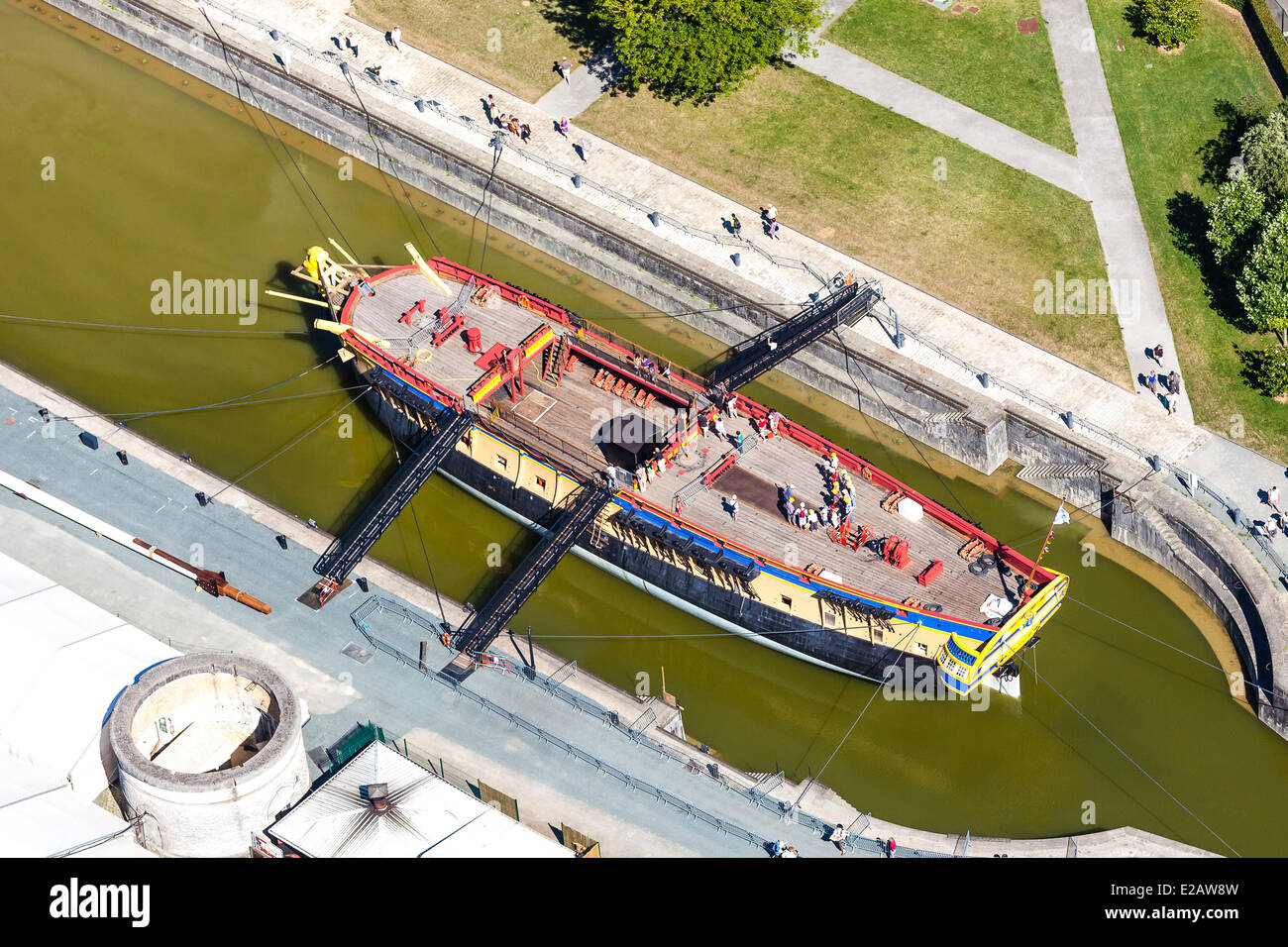 France, Charente Maritime, Rochefort, the Hermione frigate in its dock ...