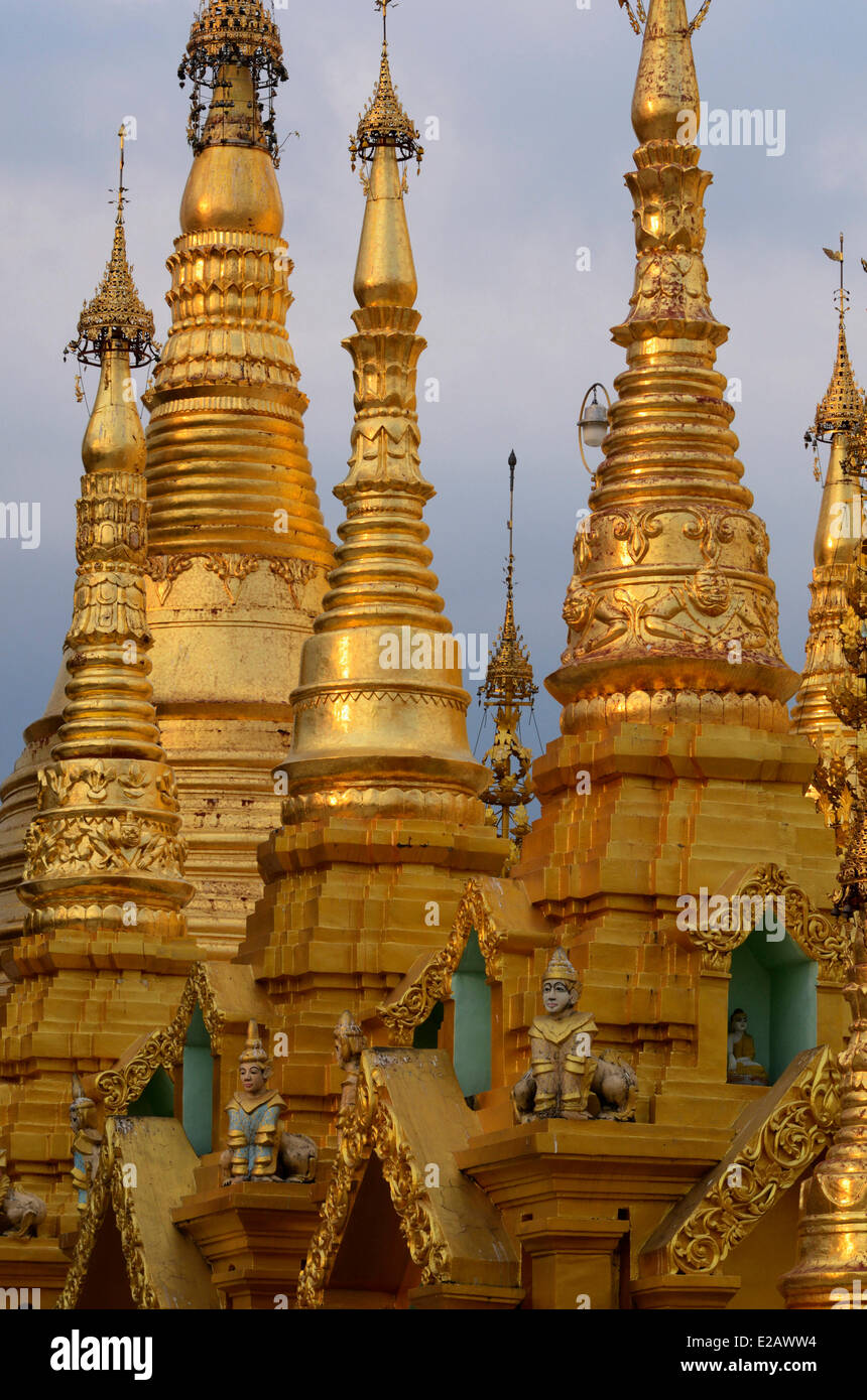 Myanmar (Burma), Yangon Division, Yangon, Pagoda of Shwedagon, dated ...