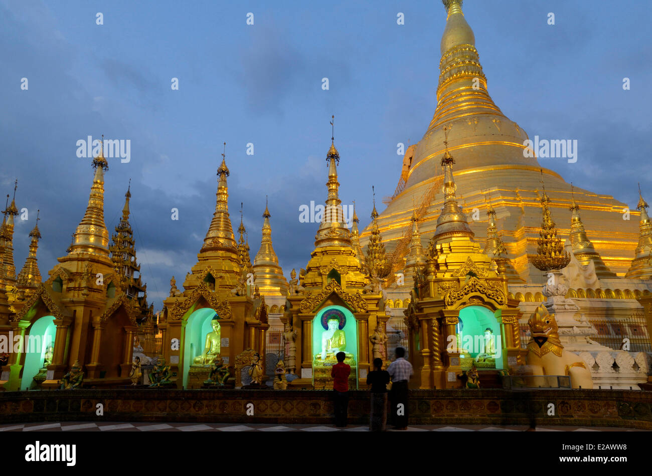 Myanmar (Burma), Yangon Division, Yangon, Pagoda of Shwedagon, dated ...