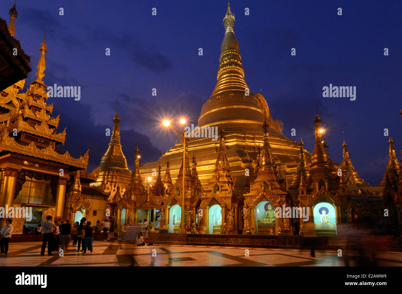 Myanmar (Burma), Yangon Division, Yangon, Pagoda of Shwedagon, dated ...