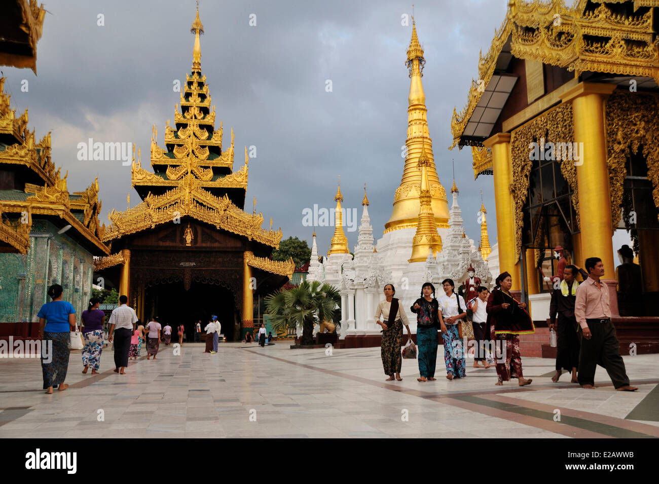 Myanmar (Burma), Yangon Division, Yangon, Pagoda of Shwedagon, dated ...