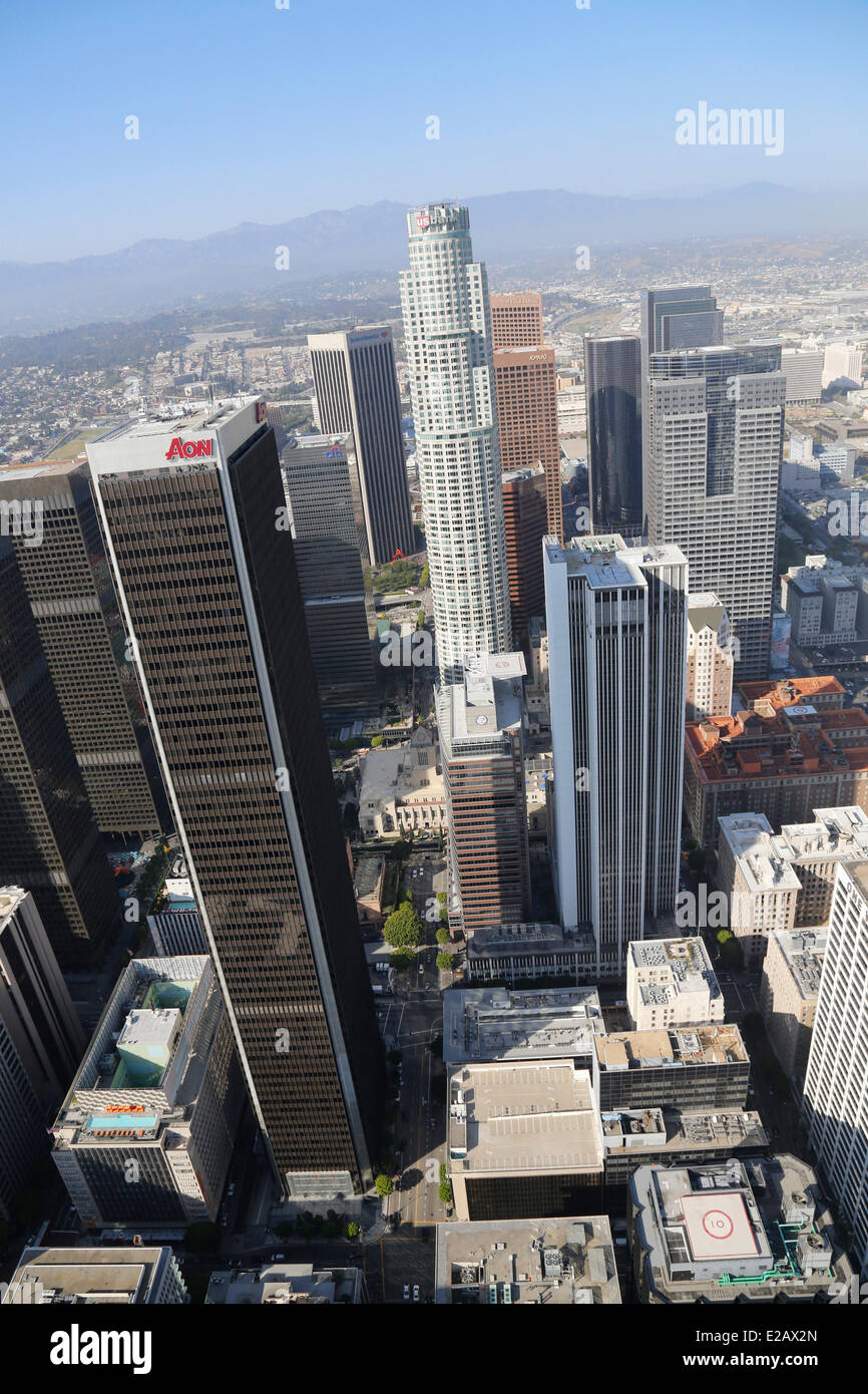 United States, California, Los Angeles, Downtown skyscrapers (aerial ...