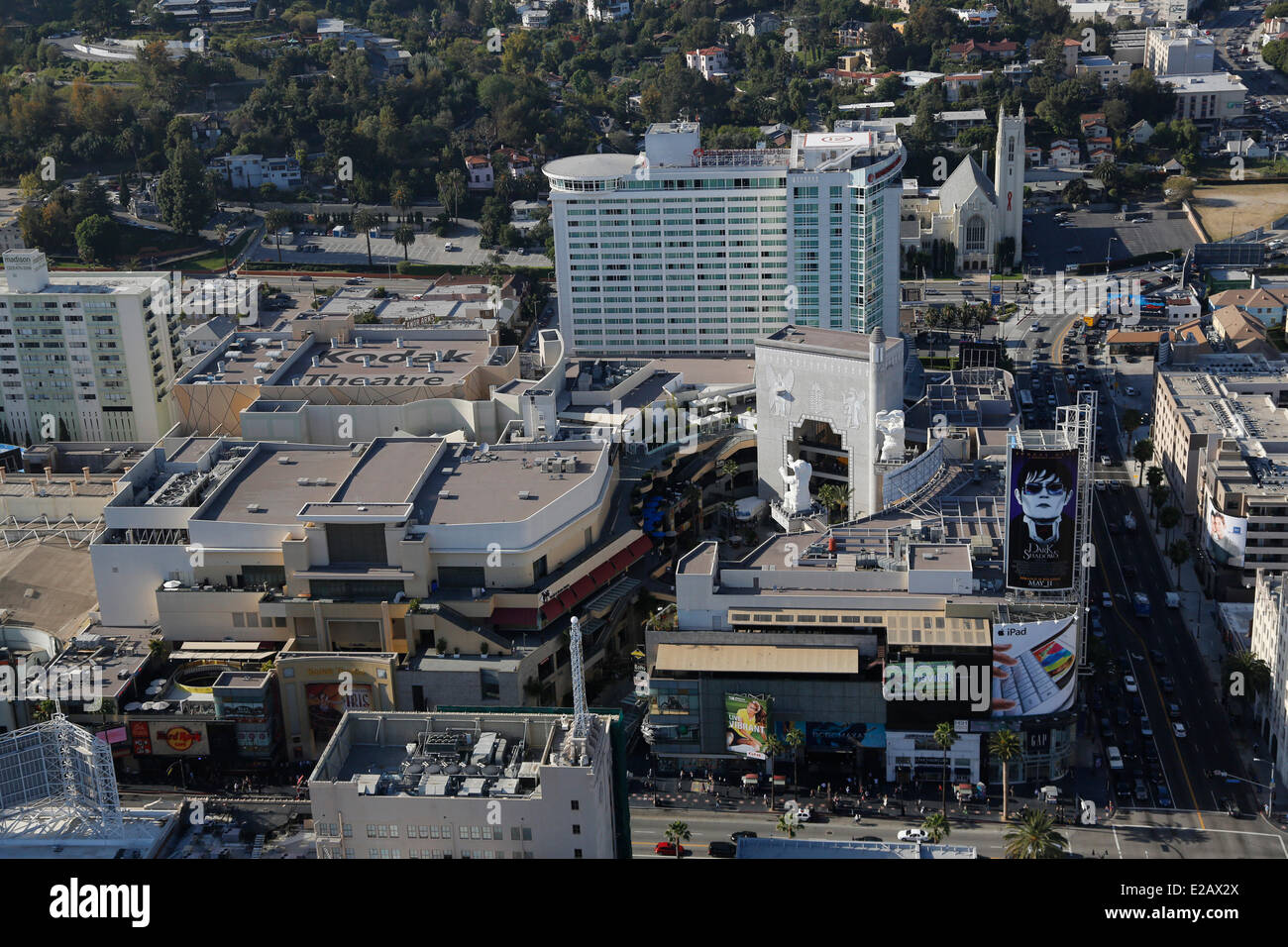 United States, California, Los Angeles, Hollywood Boulevard (aerial ...