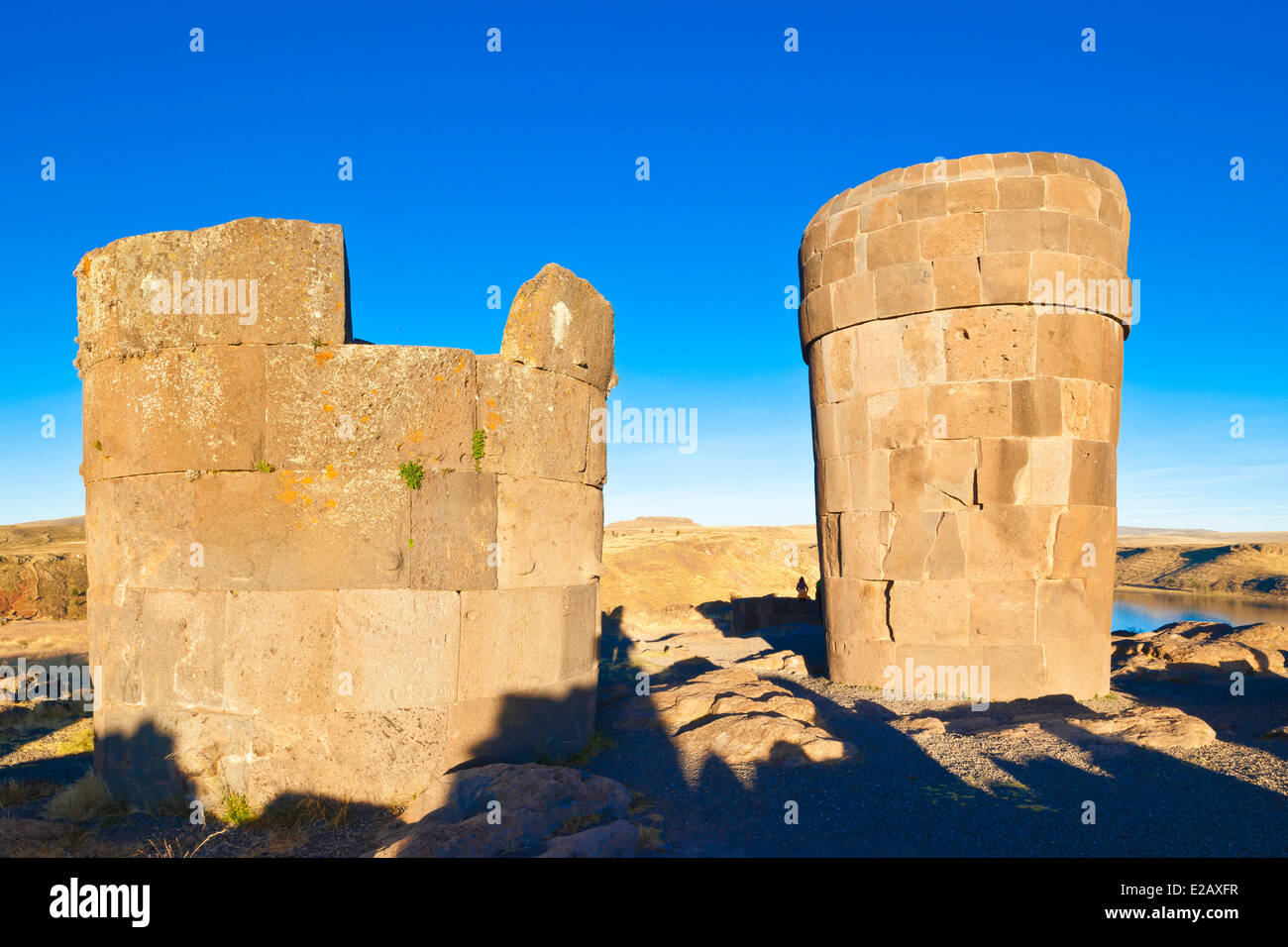 Peru, Puno Province, Chullpas de Sillustani, Inca necropole Stock Photo ...
