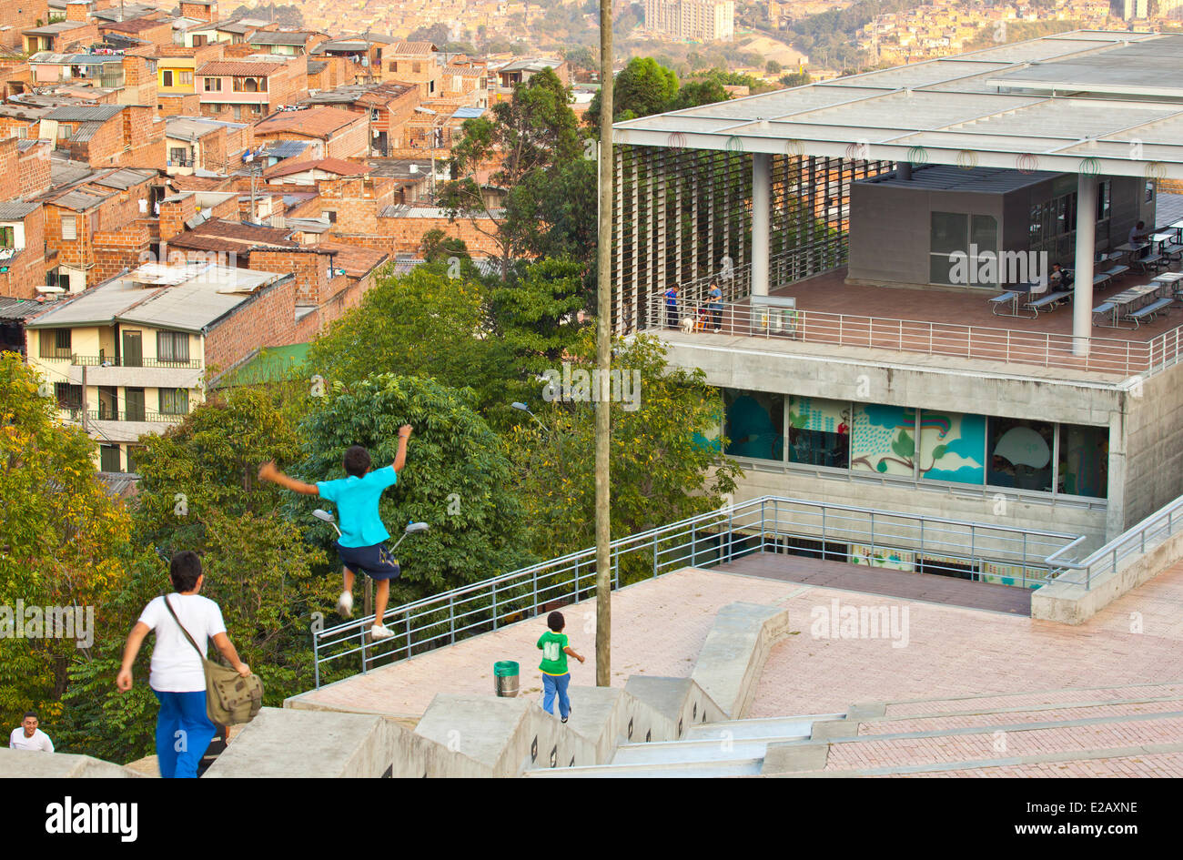 Colombia, Antioquia Department, Medellin, one of the libraries built by ...