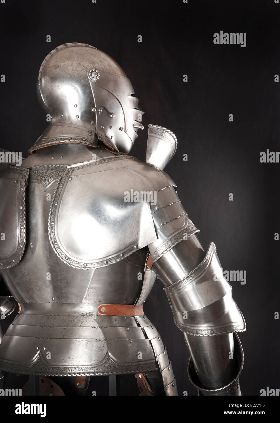Armour of the medieval knight. Metal protection of the soldier against ...