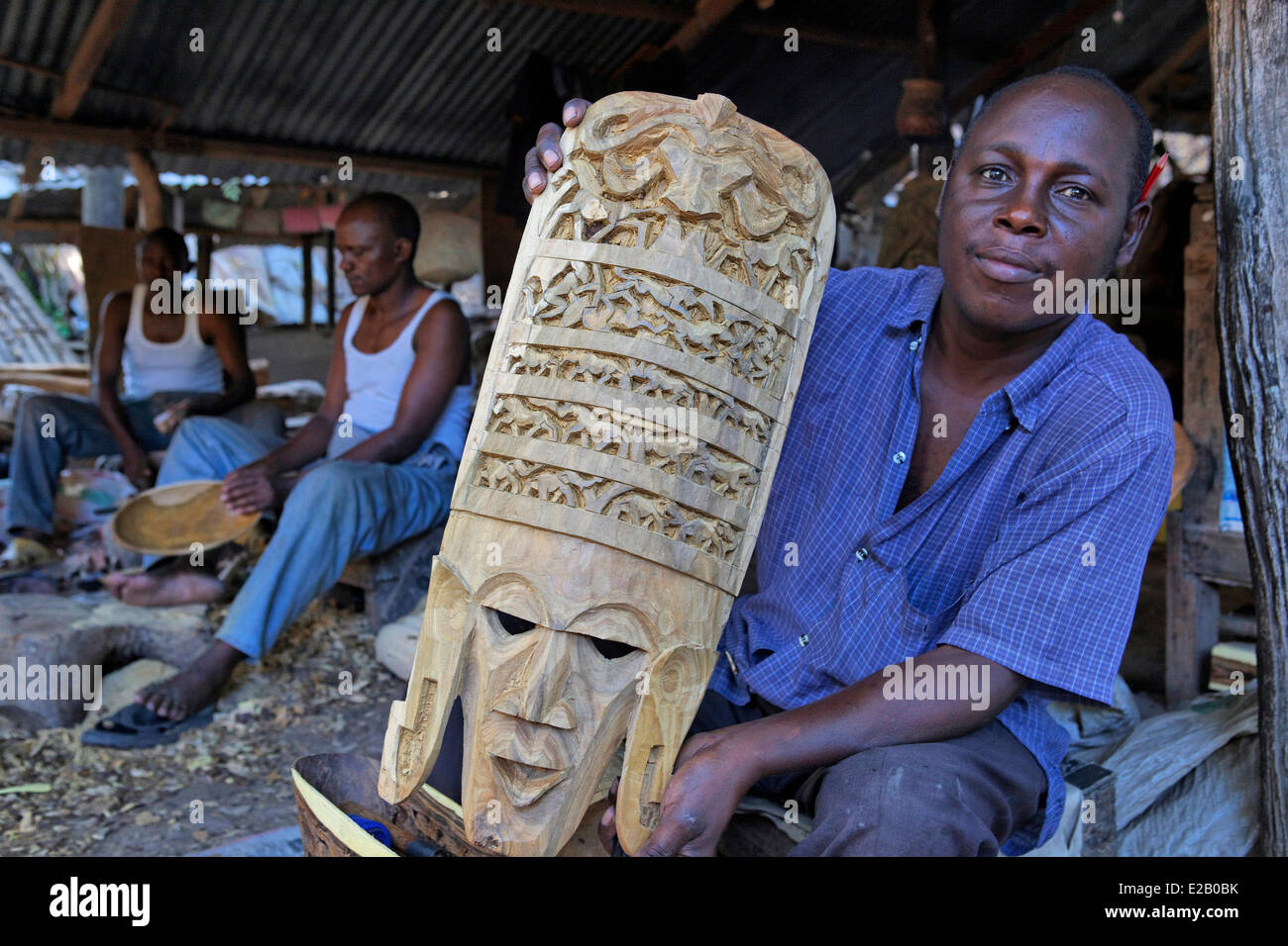 Kenya, Mombasa, Akamba Handicraft center, the biggest village of ...