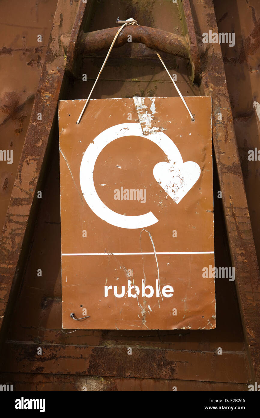 Rubble sign at a recycling site Stock Photo - Alamy