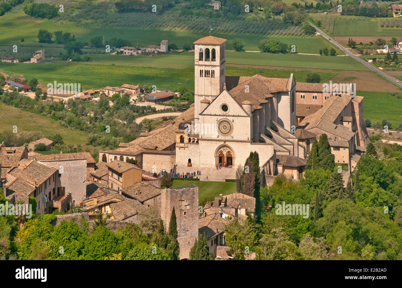 Italy, Umbria, Assisi, Basilica of St Francis 12th century, listed as ...