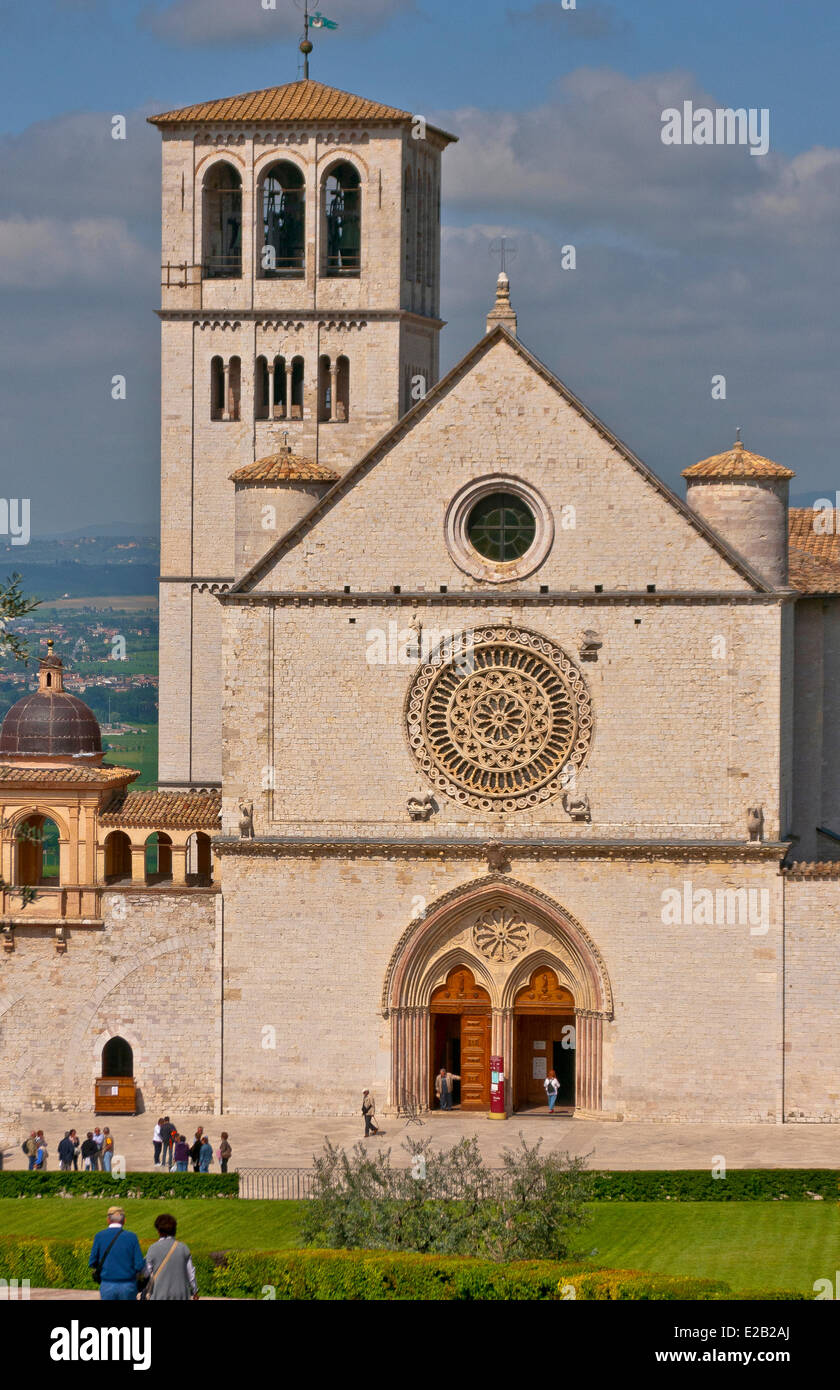 Italy, Umbria, Assisi, Basilica of St Francis 12th century, listed as ...
