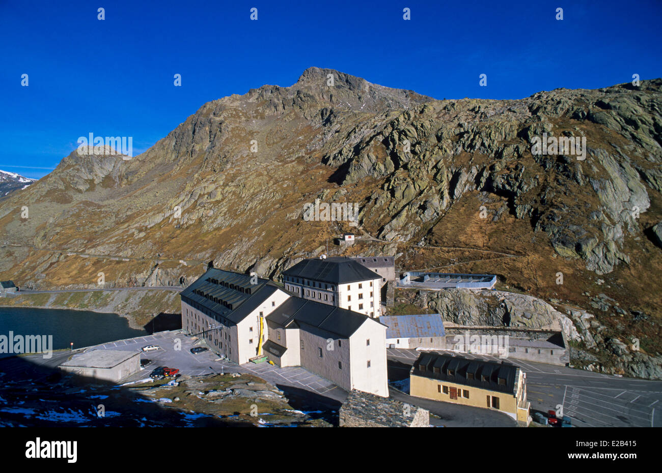 Switzerland, Mont Blanc Massif, pass, lake and hospice of Grand Saint Bernard Stock Photo - Alamy