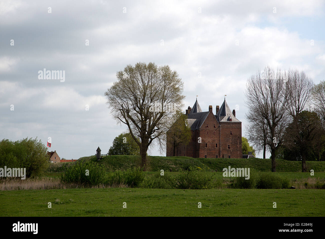 Historic Loevestein Castle, Brakel, Gelderland, Netherlands Stock Photo ...