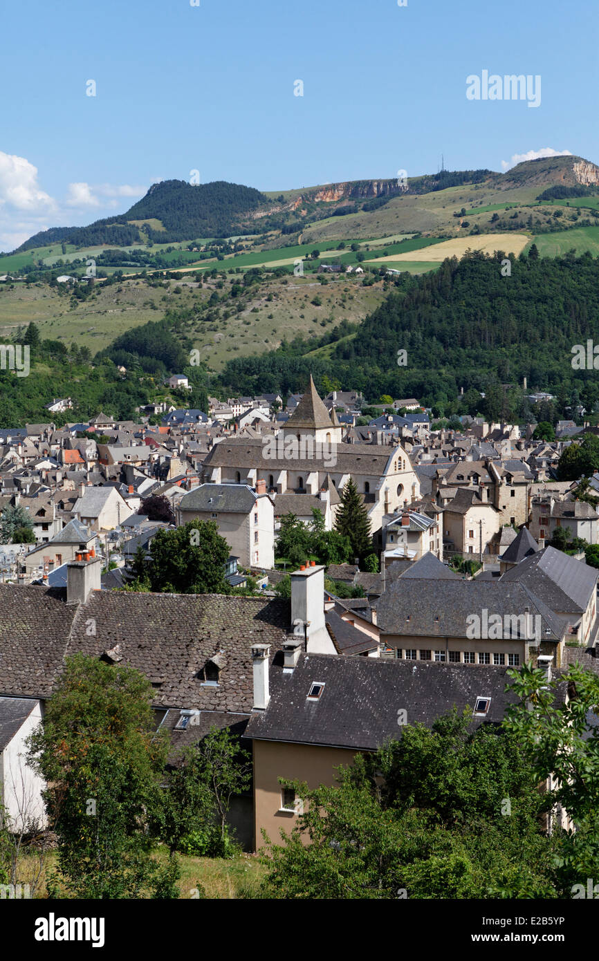 France, Lozere, Gevaudan, mountains of Margeride, Marvejols dominated ...