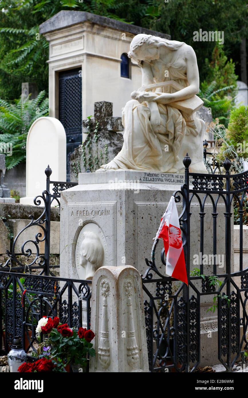 France, Paris, Pere Lachaise cemetery, Frederice Chopin tomb (1810-1849 ...