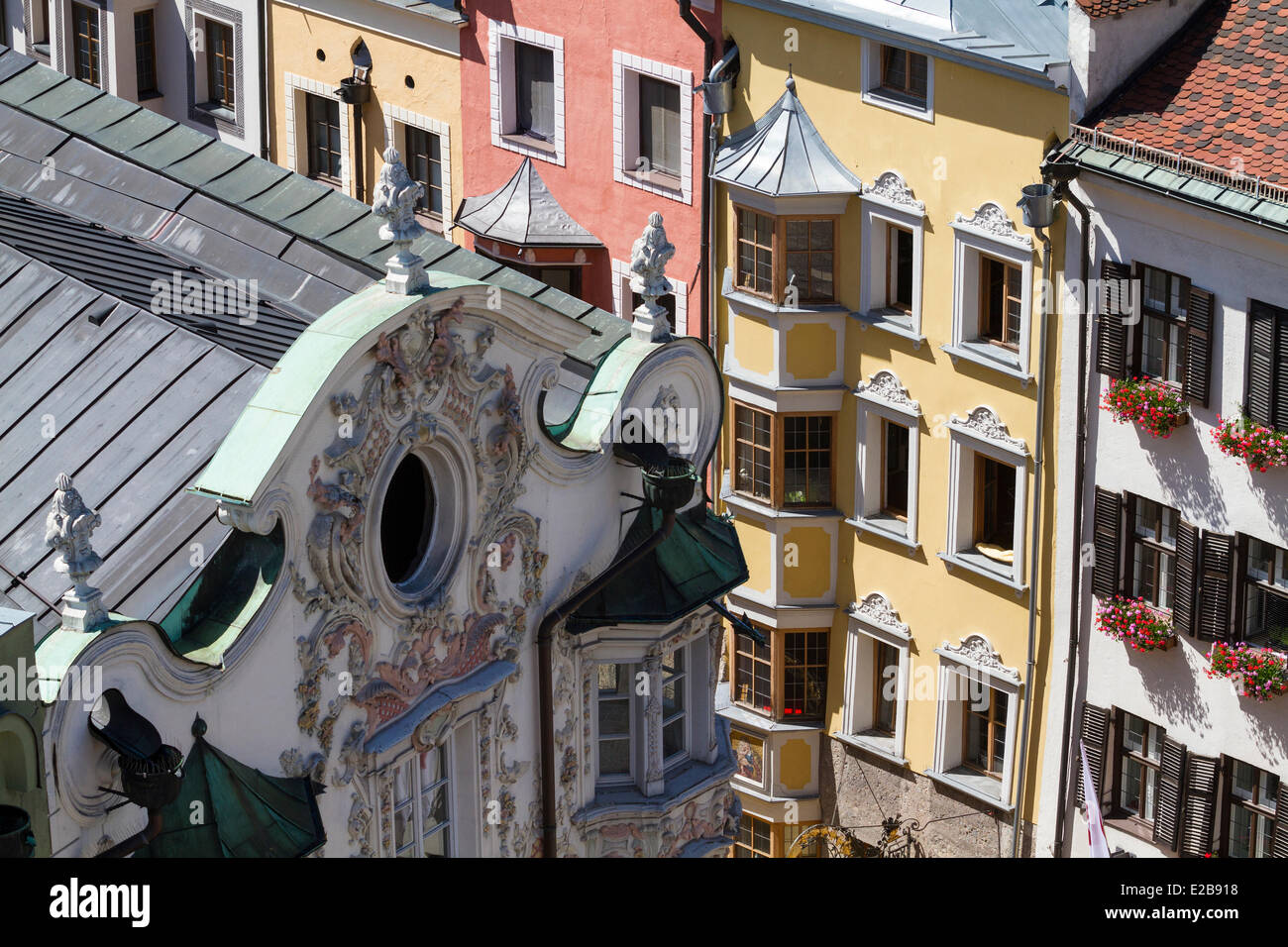 Austria, Tyrol, Innsbruck, the facade of baroque style of Helblinghaus ...