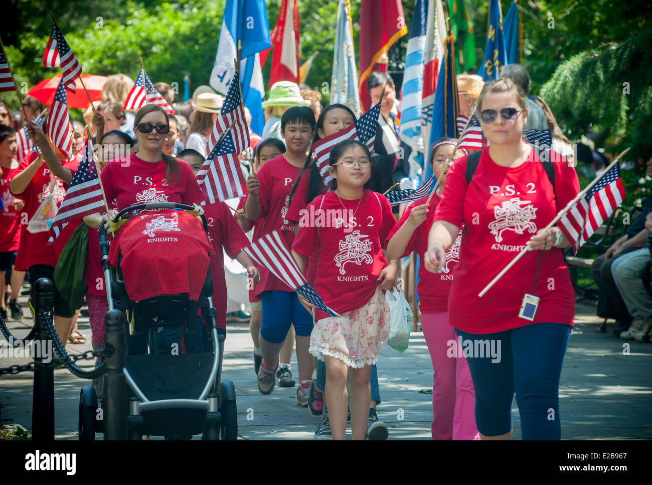 Annual Flag Day Parade starting at New York City Hall Park Stock Photo ...