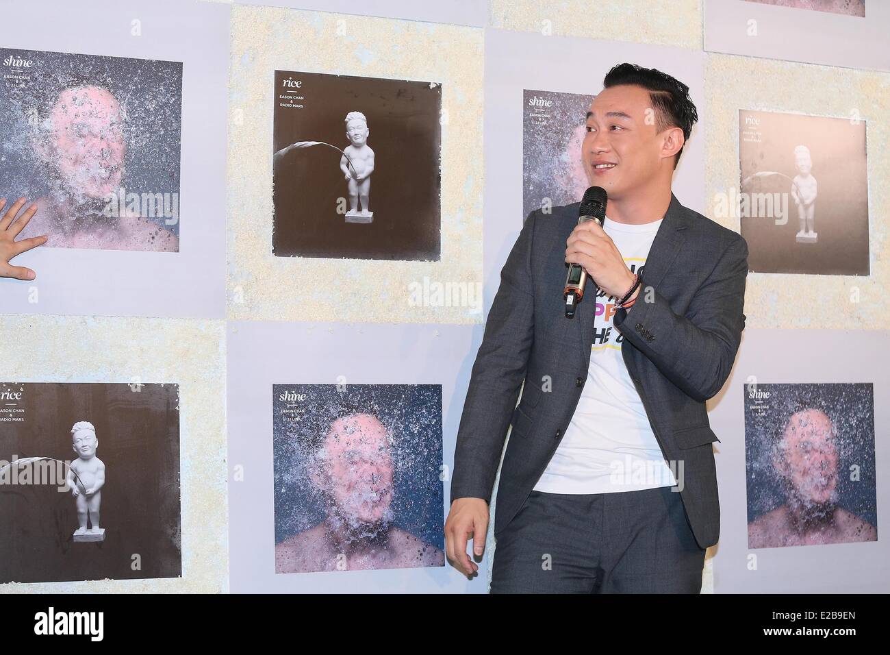 Taipei, China. 17th June, 2014. Singer Eason Chan promotes his new ...