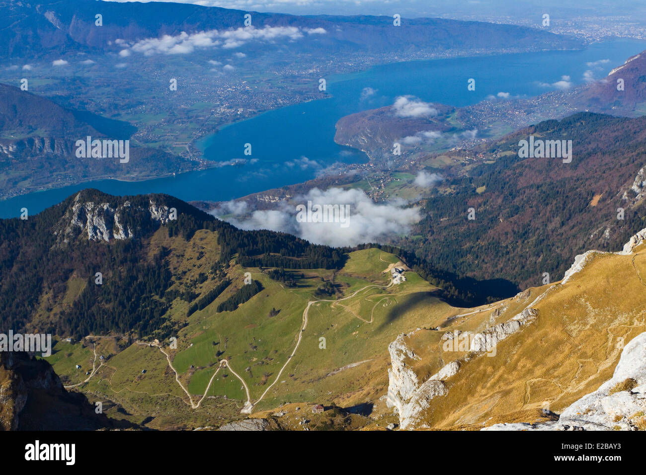 France, Haute Savoie, Massif des Bornes, Aravis, view from trail ...