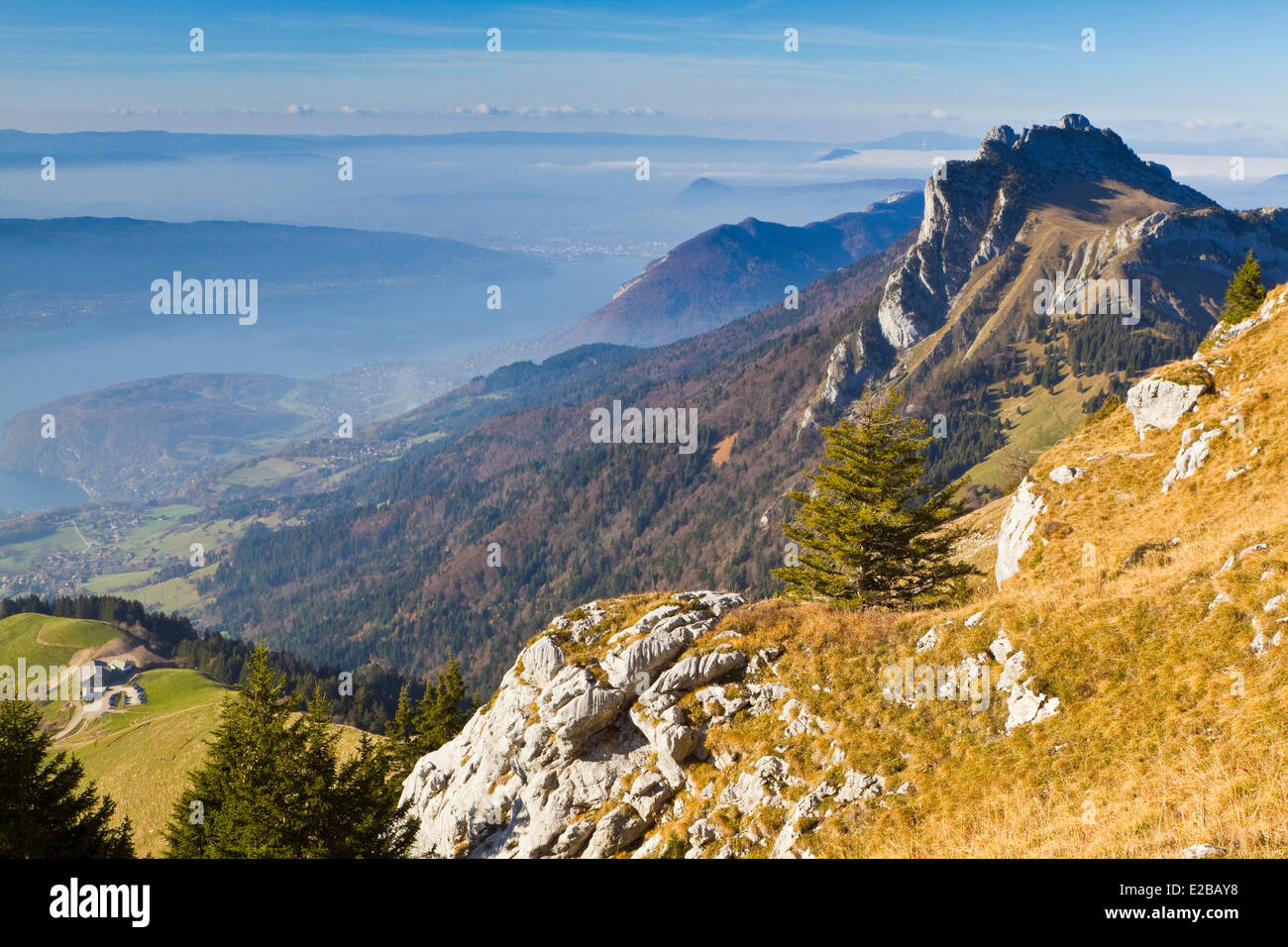 France, Haute Savoie, Massif des Bornes, Aravis view from trail ...