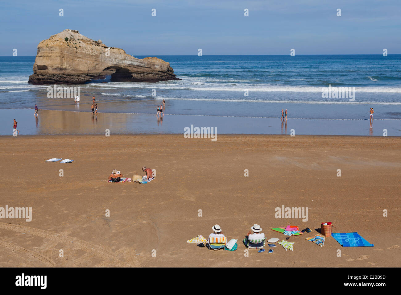 France, Pyrenees Atlantiques, Biarritz, the Grande Plage beach Stock ...