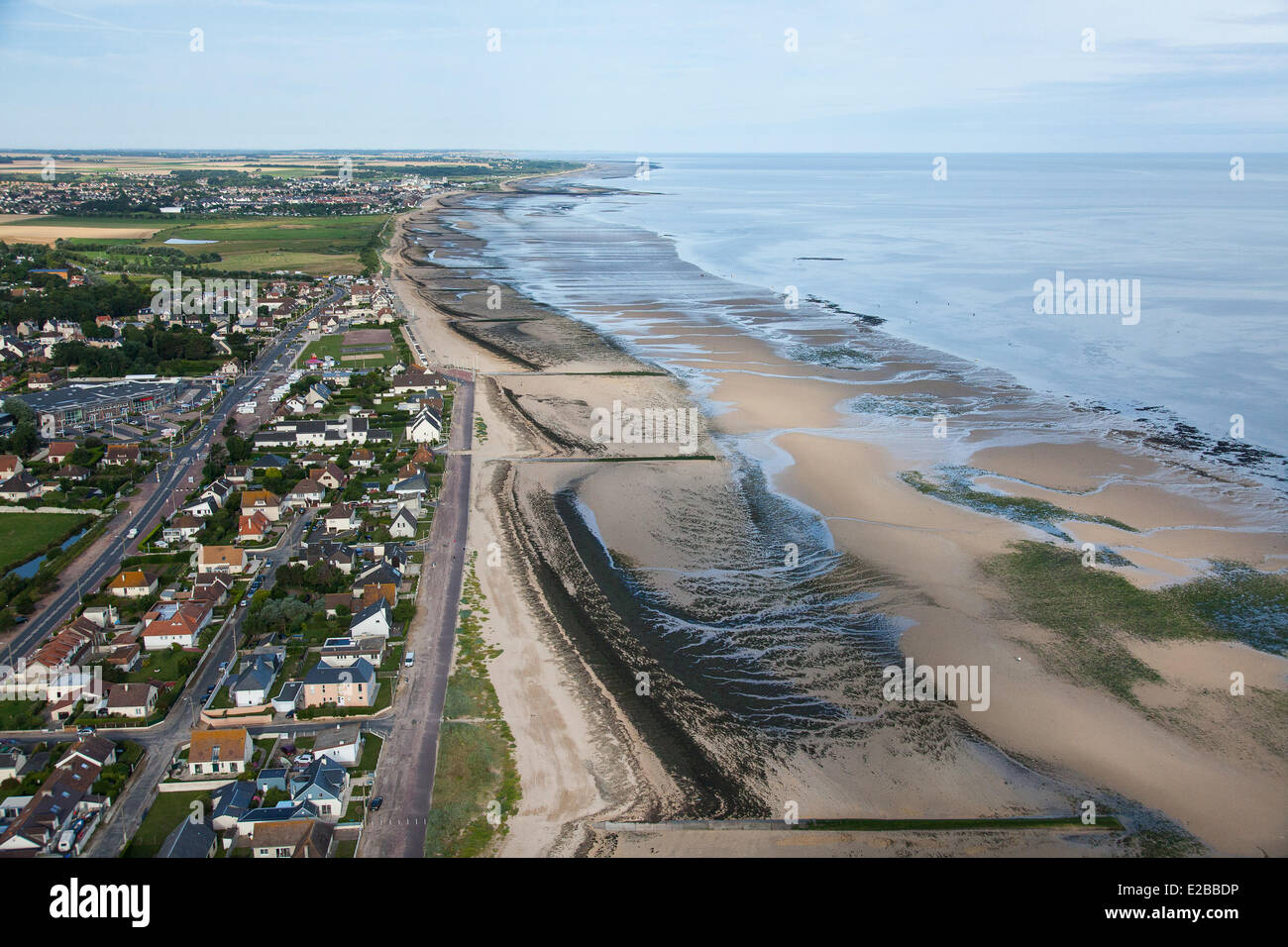 France, Calvados, Bernieres sur Mer, Juno Beach (aerial view Stock ...