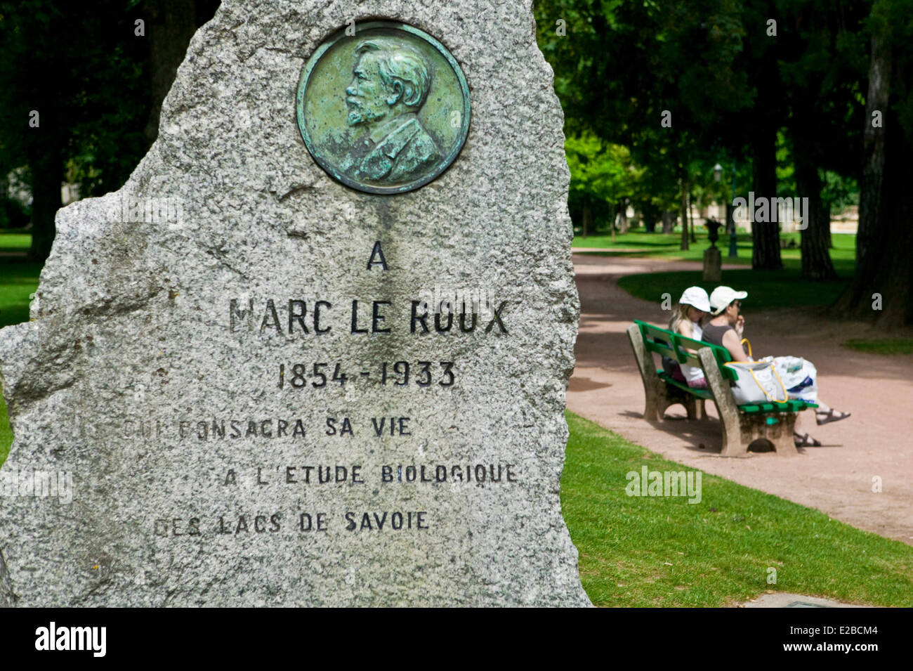 France, Haute Savoie, Annecy, monument in honor of Marc Le Roux Stock ...