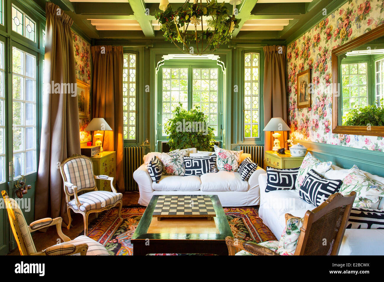 France, Calvados, Trouville sur Mer, villa interior Stock Photo - Alamy