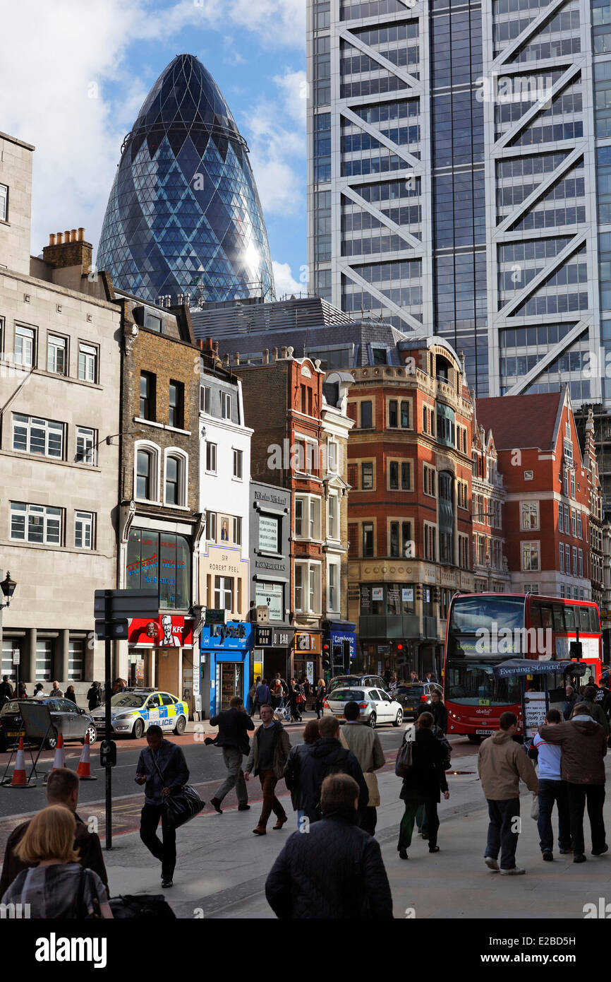 United Kingdom, London, Swiss Re Building nicknamed The Gherkin of the ...