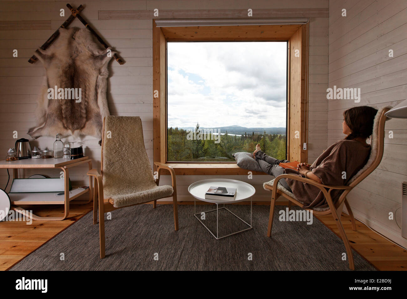 Sweden, Lapland, Norrbotten County, Harads, Treehotel, Blue Cone hut ...
