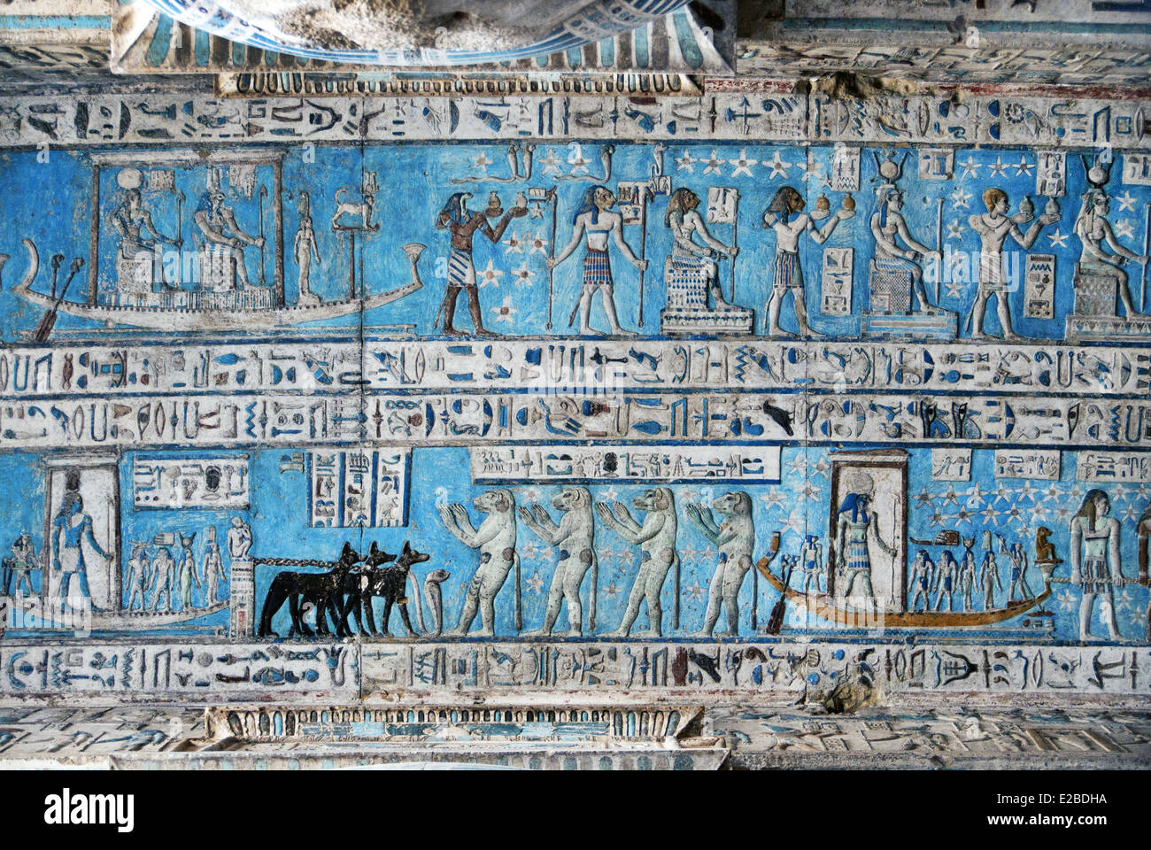 Details of Dendera Hathor Temple showing the newly cleaned ceiling ...
