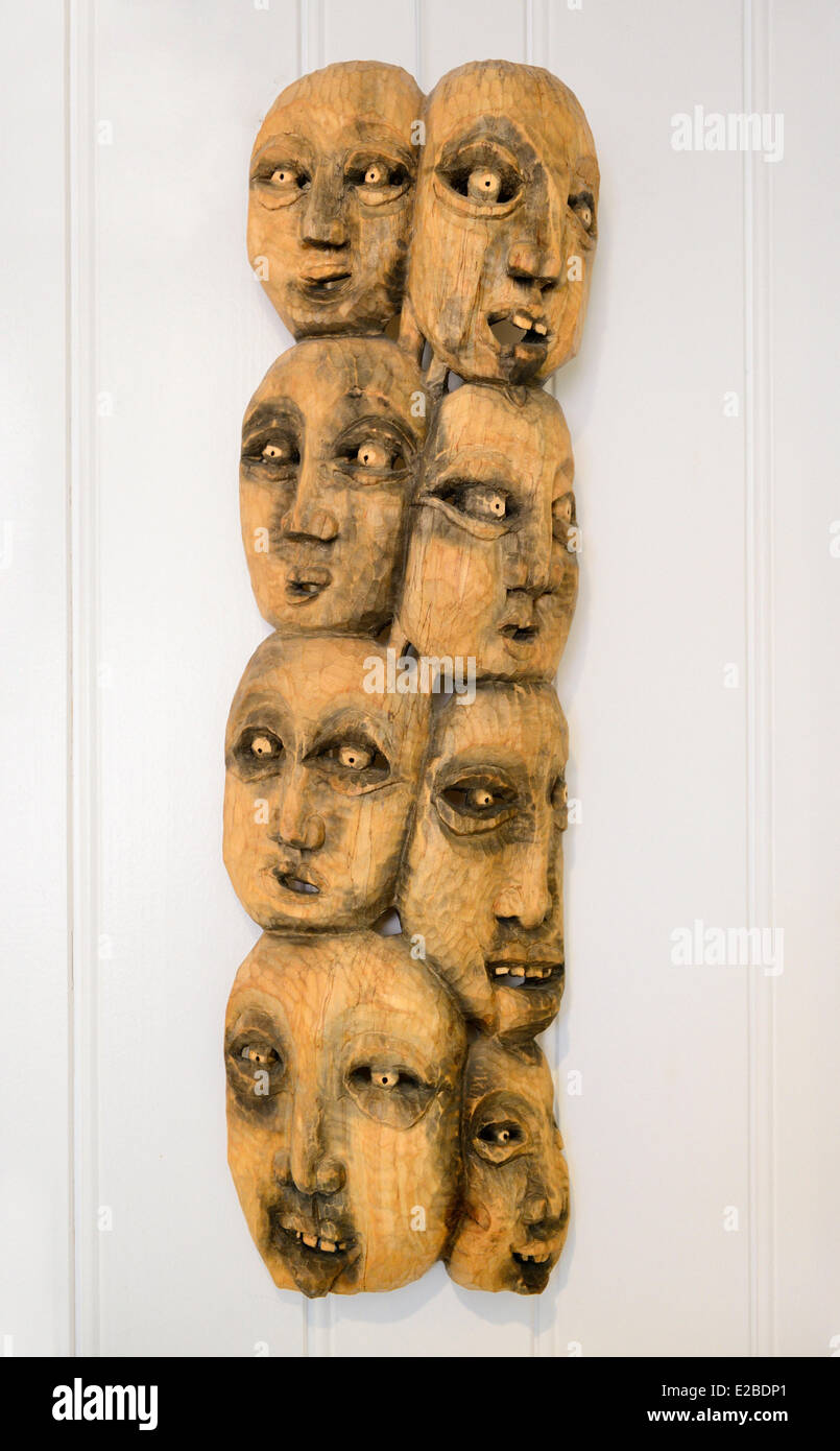 Greenland, Upernavik, The museum, Intertwined masks, Sculpture by ...
