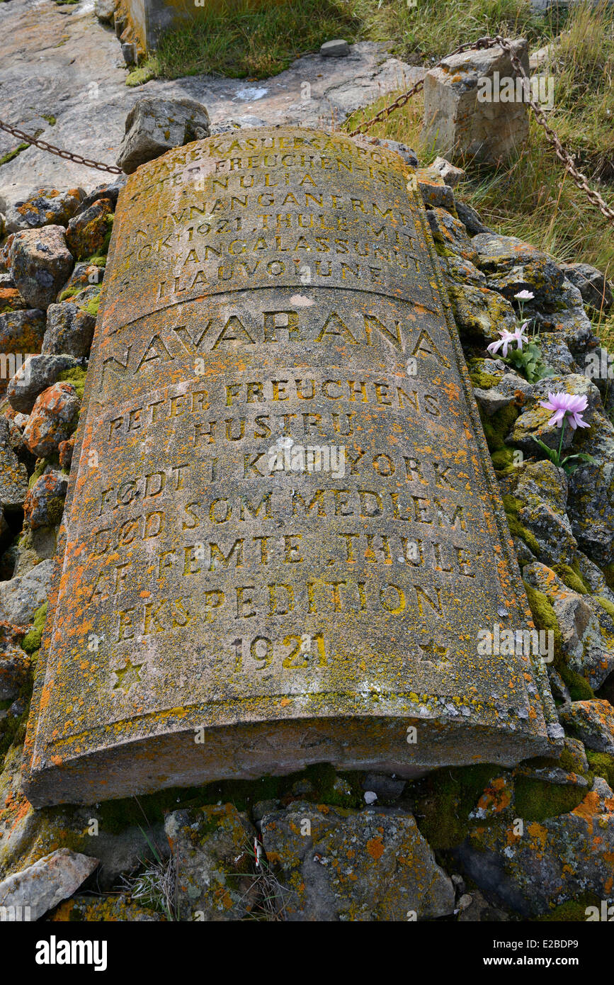 Greenland, Upernavik, The cemetery, Grave of Navarana, Inuit wife of ...