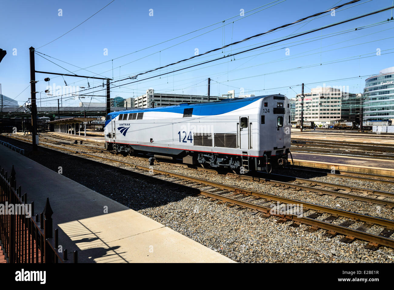 Amtrak P42DC Locomotive No 124 approaching Union Station, Washington, DC Stock Photo - Alamy