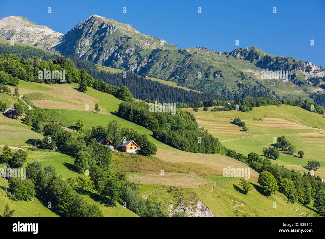 France, Savoie, Vanoise Massif, Tarentaise Valley, Valmorel, chalets of ...