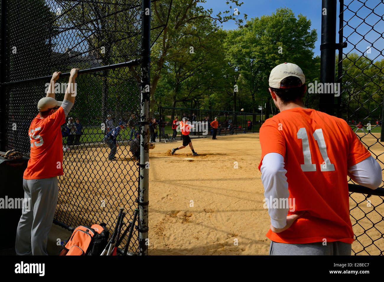 United States, New York City, Manhattan, Central Park, baseball game ...