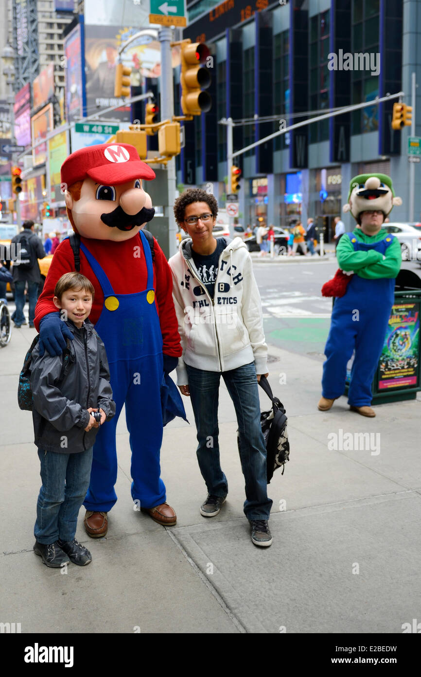 United States, New York City, Manhattan, Times Square, Mario character ...