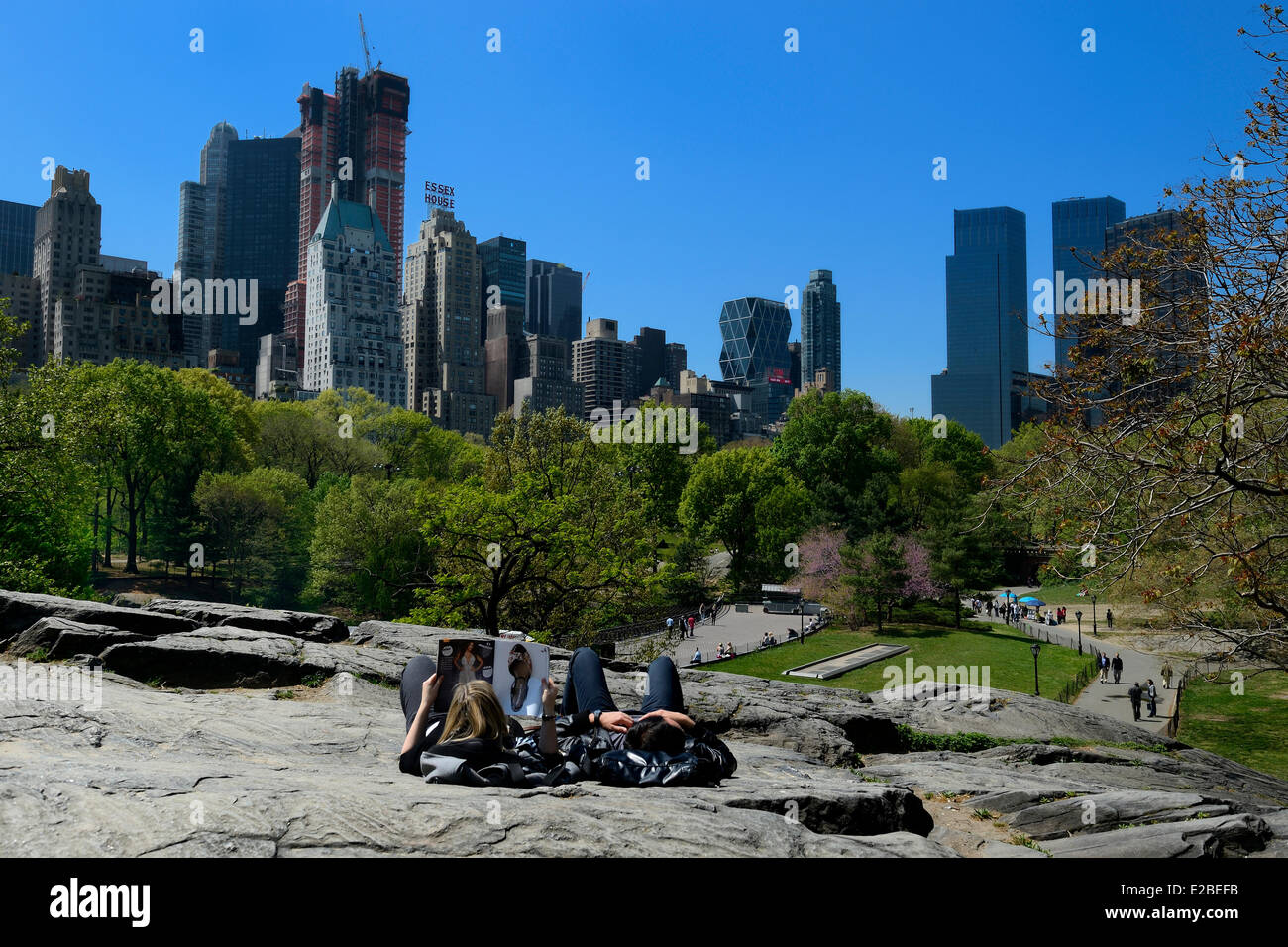 United States, New York City, Manhattan, Central Park, the rocks near ...