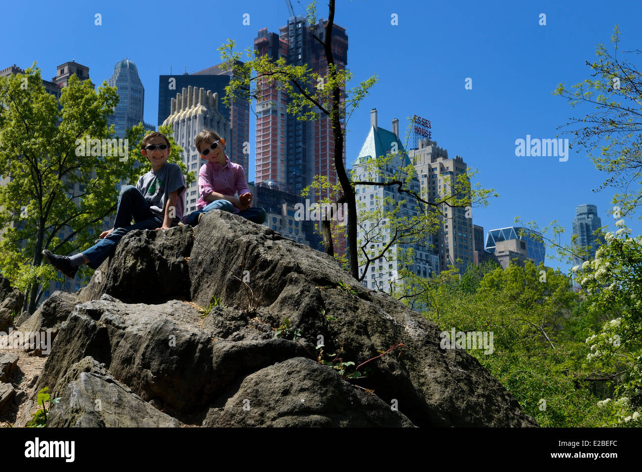 United States, New York City, Manhattan, Central Park, the rocks near ...