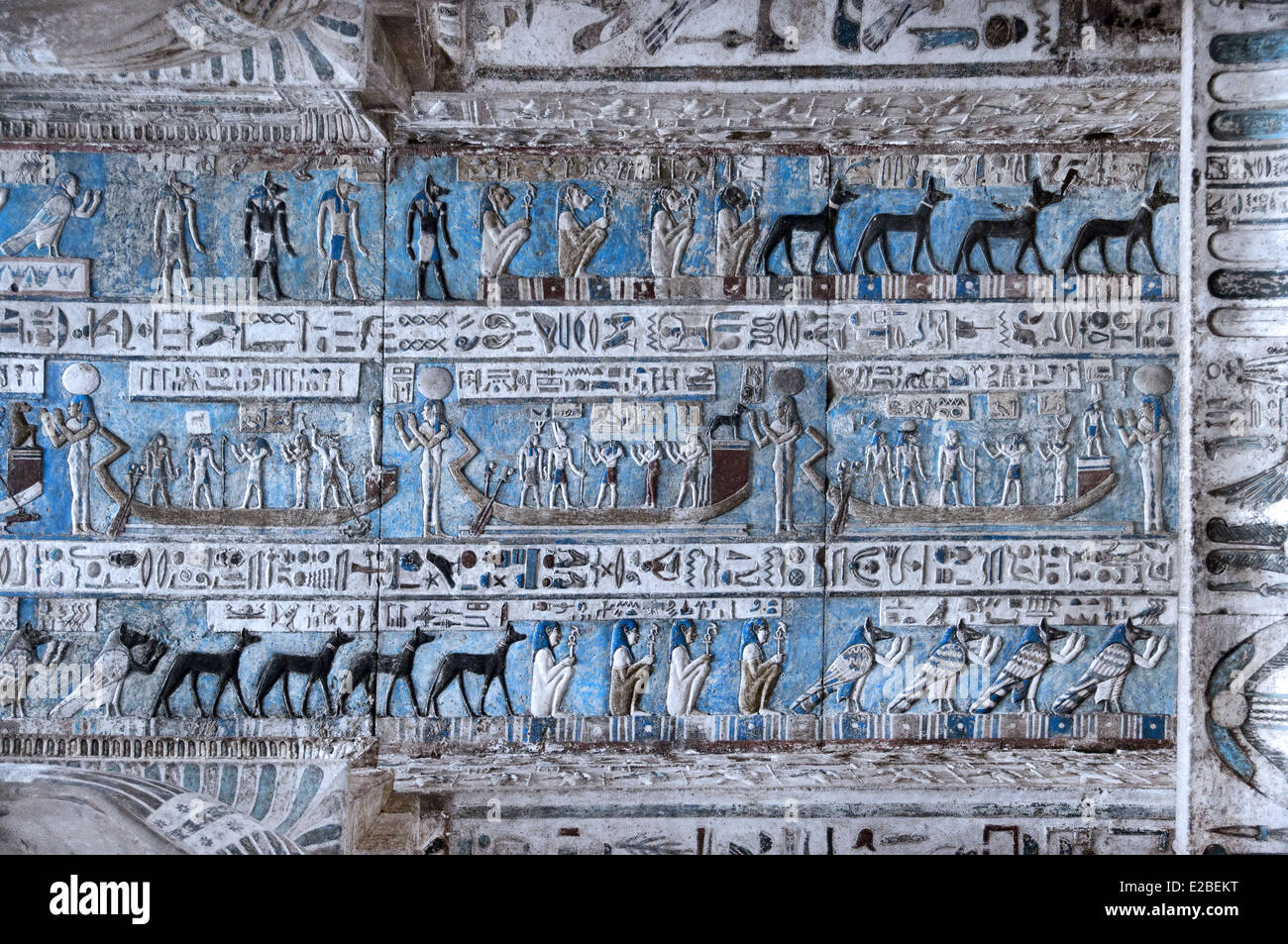 Ceiling details of Dendera Hathor Temple showing the newly cleaned ...